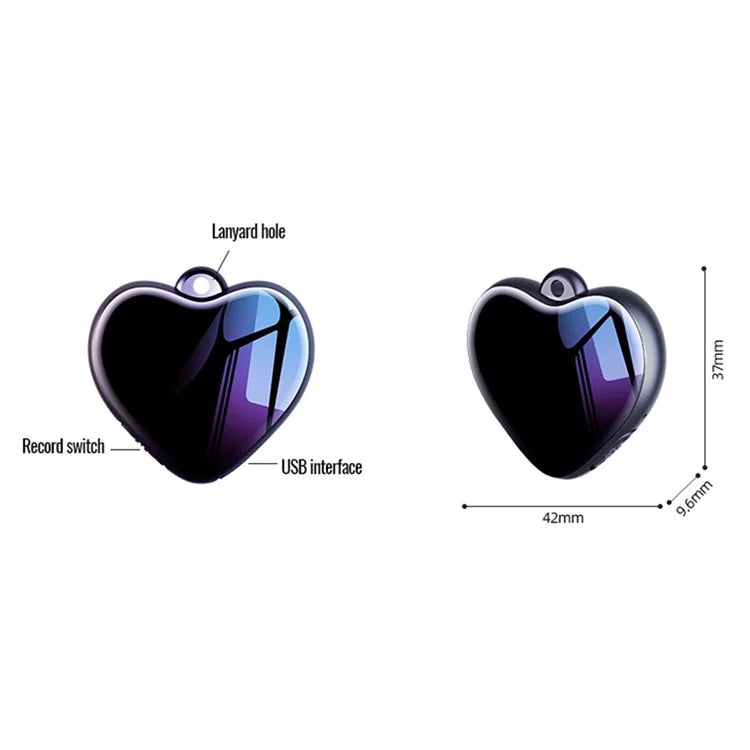 Heart Pendant Voice Recorder 8GB | Hidden & Discreet