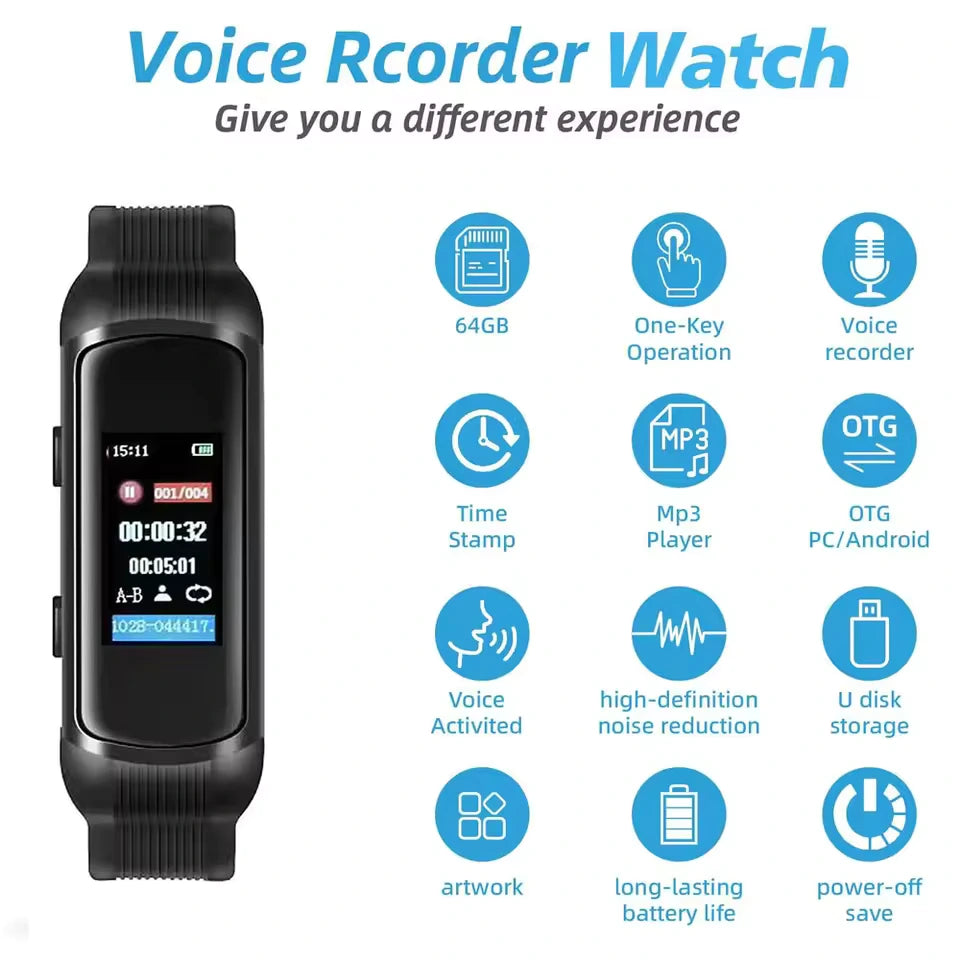V50 32GB Fitness Watch Voice Recorder | UK Spy Gear